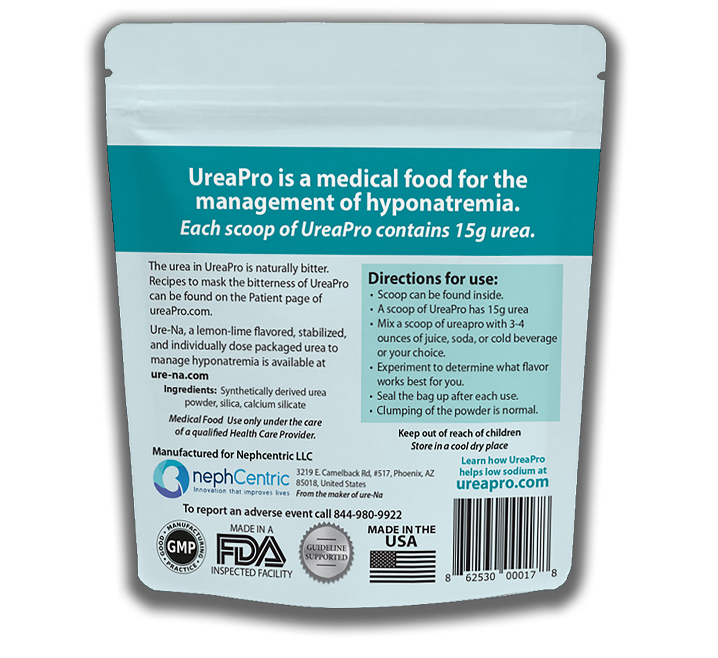 UreaPro Stabilized unflavored urea with 30 doses containing 15 grams o